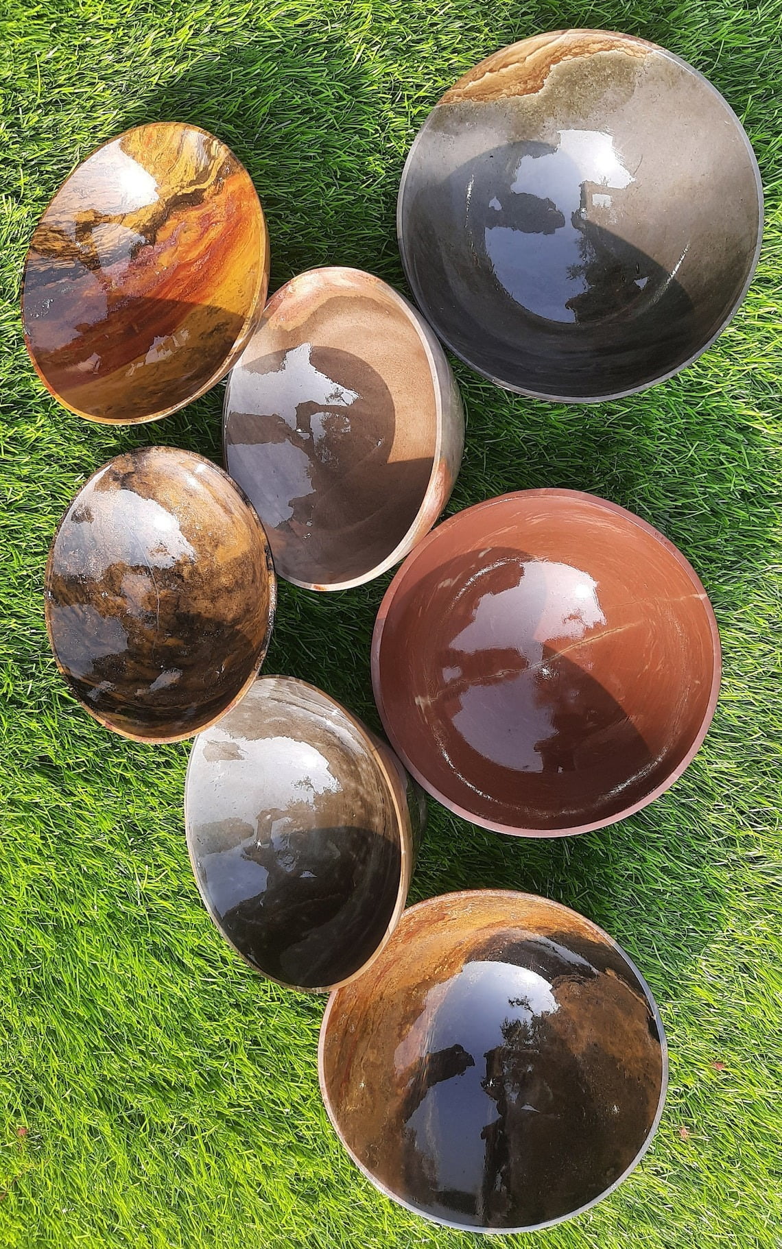 Jaipur Crystal Care 7-Piece Crystal Bowl Set, Carved Spiritual Healing ...