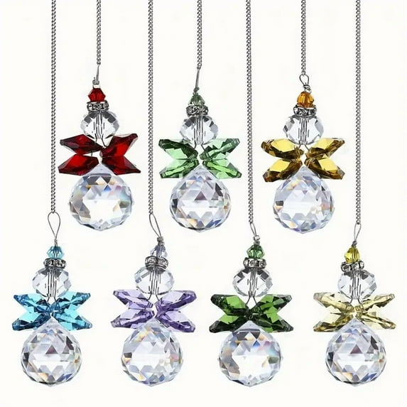 7pcs Crystal Fairy Garden Suncatchers Pendant Hanging Crystal Fairy ...