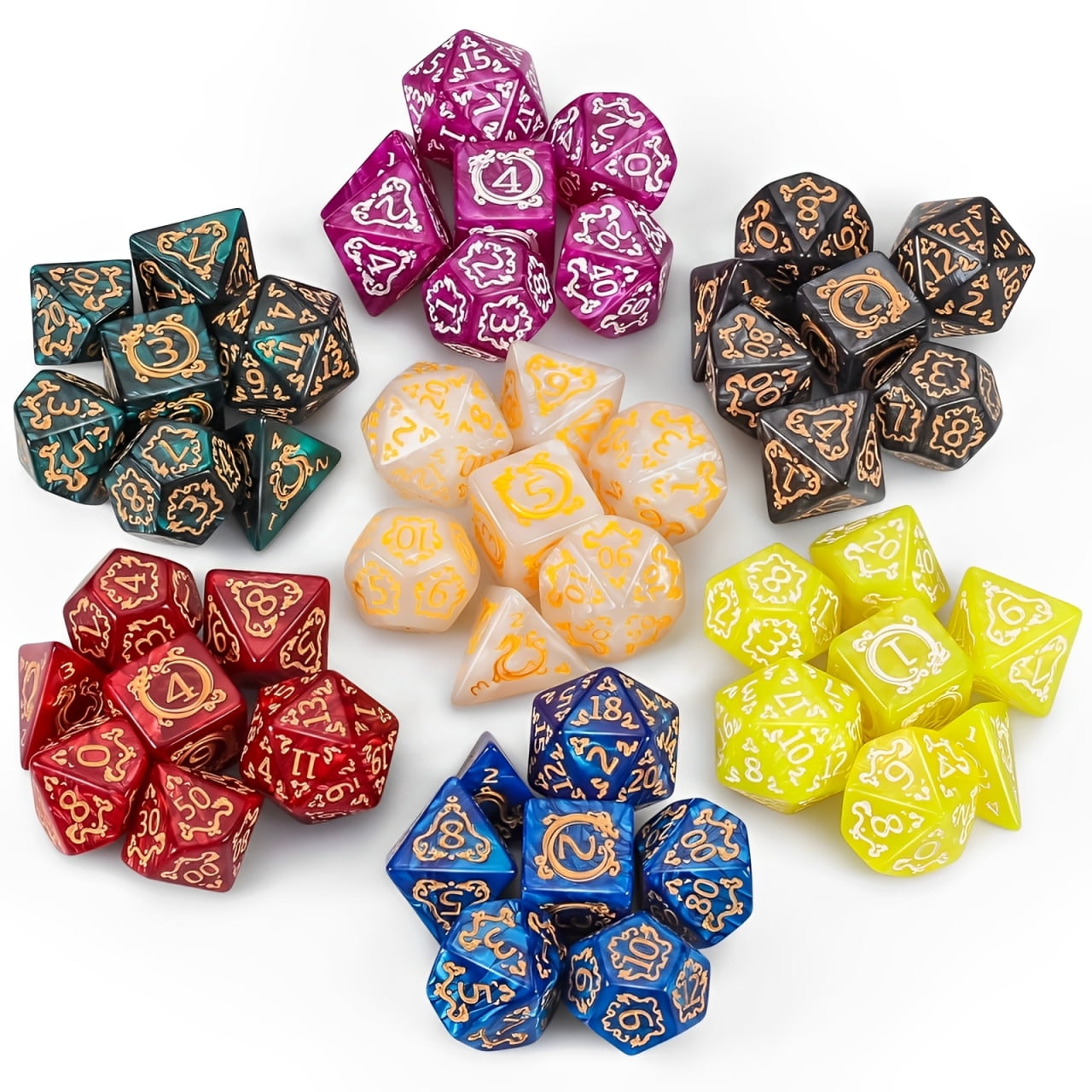 7pcs DND Dice Set, Retro Polyhedral Dice Sets for Table Game Dice Role ...