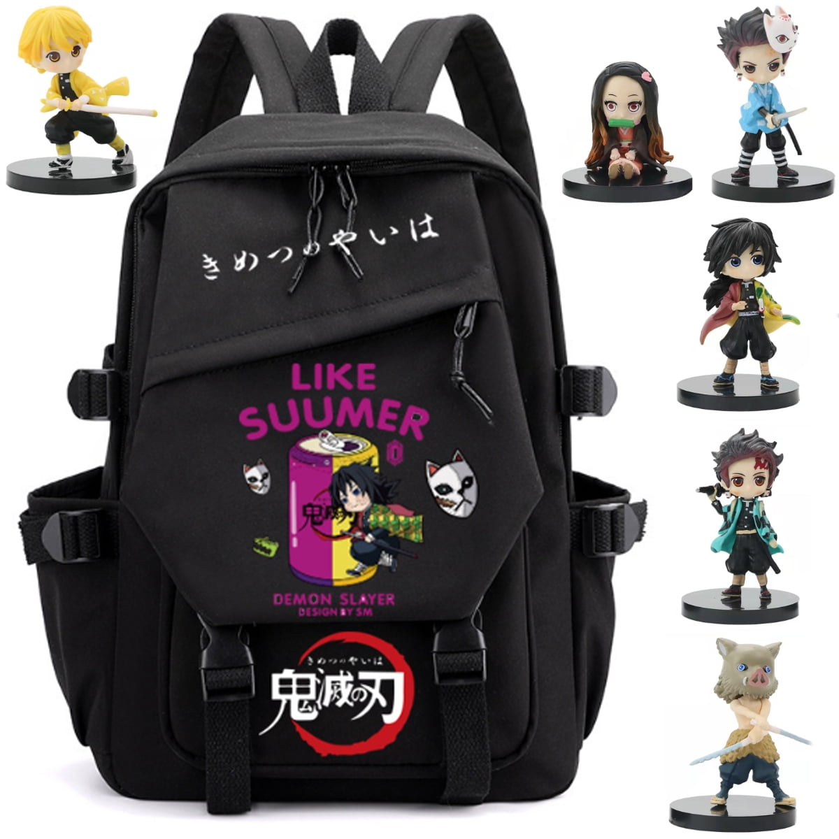7pcs Demon Slayer Giyuu Teenage Backpack Students Bookbag - Walmart.com