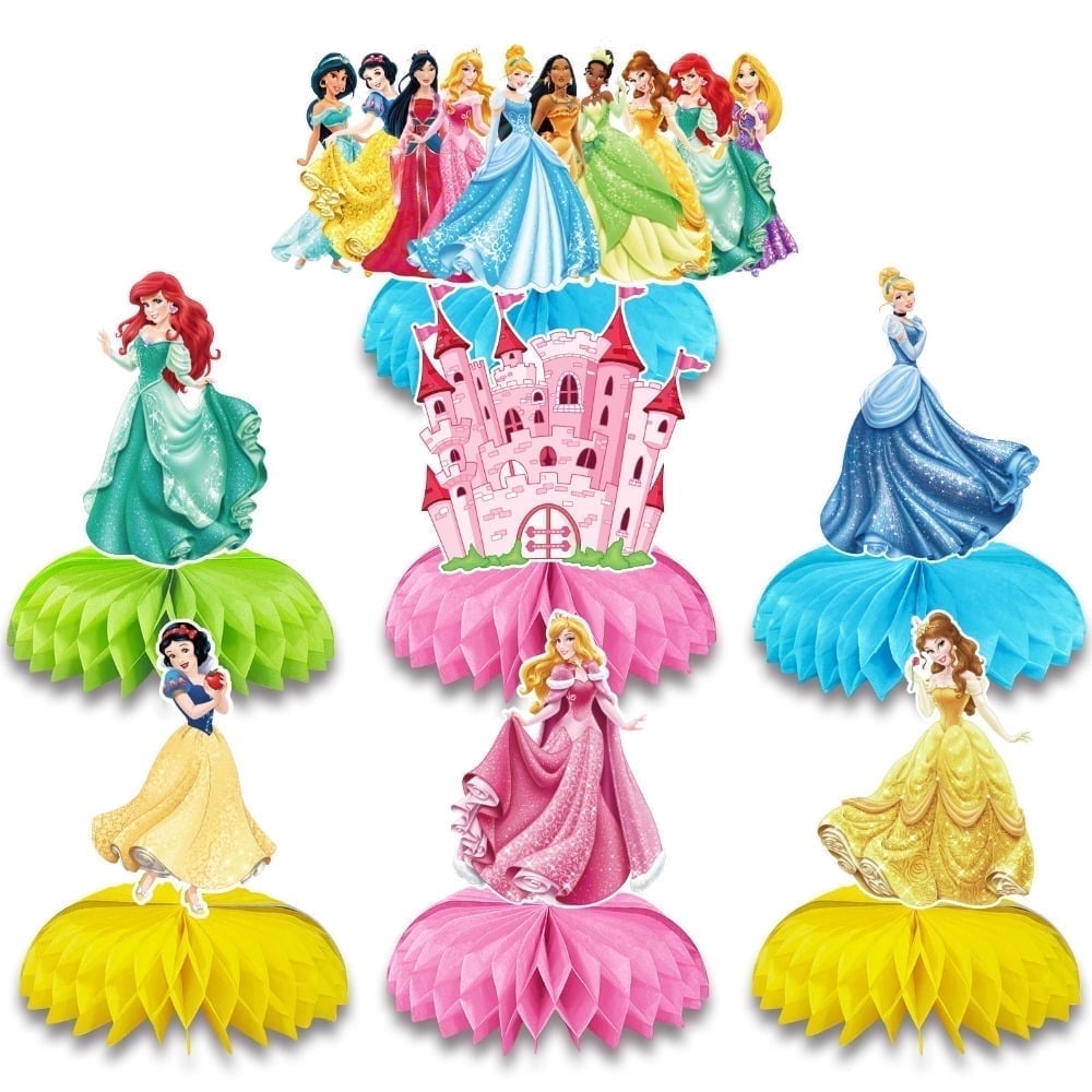 7pcs Belle Theme Cartoon style 3D Double Side Honeycomb Centerpieces ...