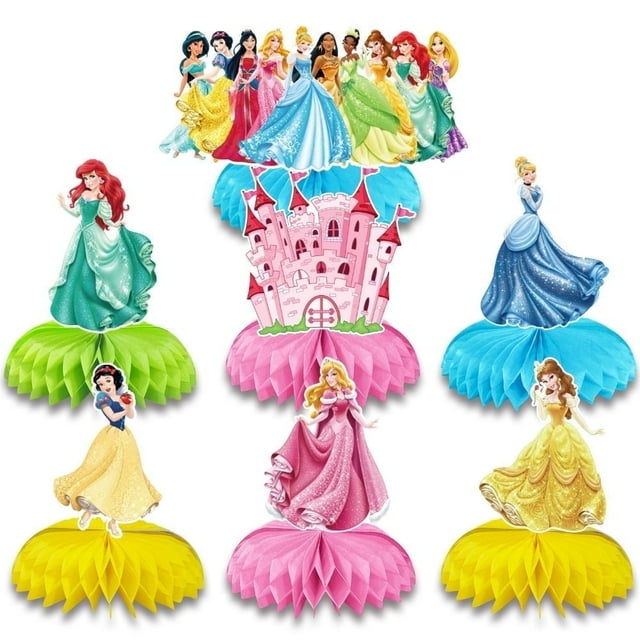 7pcs Belle Theme Cartoon style 3D Double Side Honeycomb Centerpieces ...