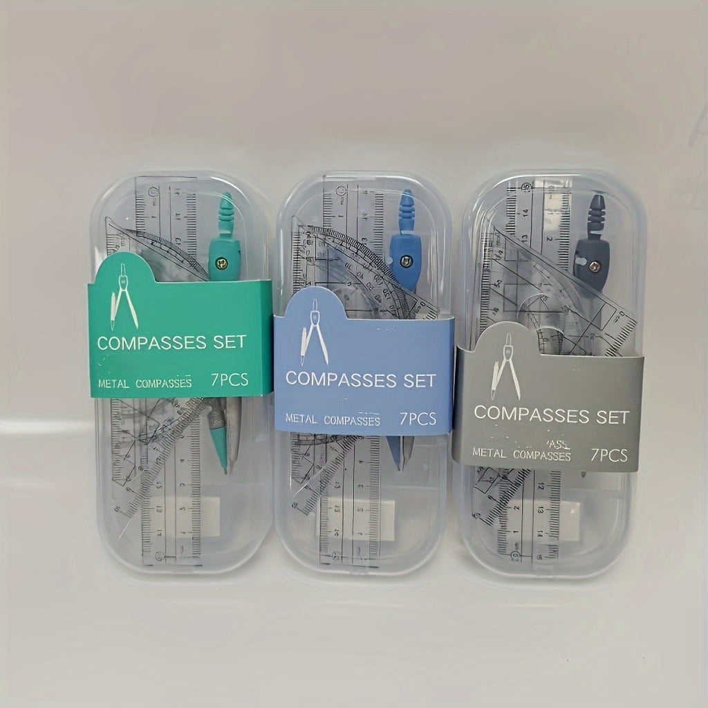 7pcs Durable Metal Compass Set - Exam-Grade Compasses with Colored ...