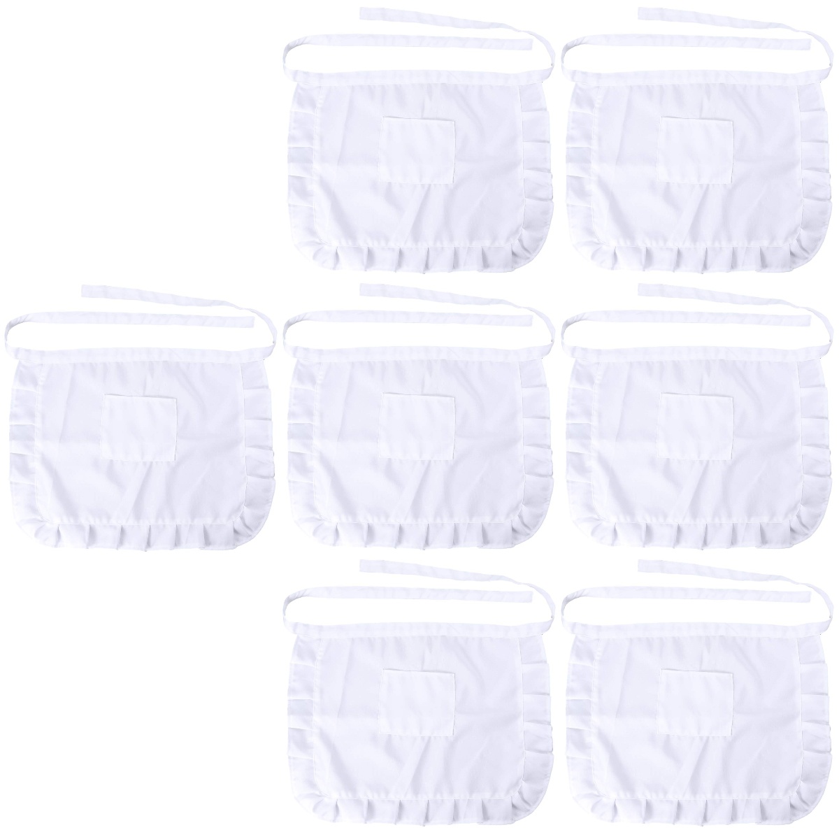7pcs Floral Short Waist Kitchen Apron Lace Half Waist Bib Maid Costume ...