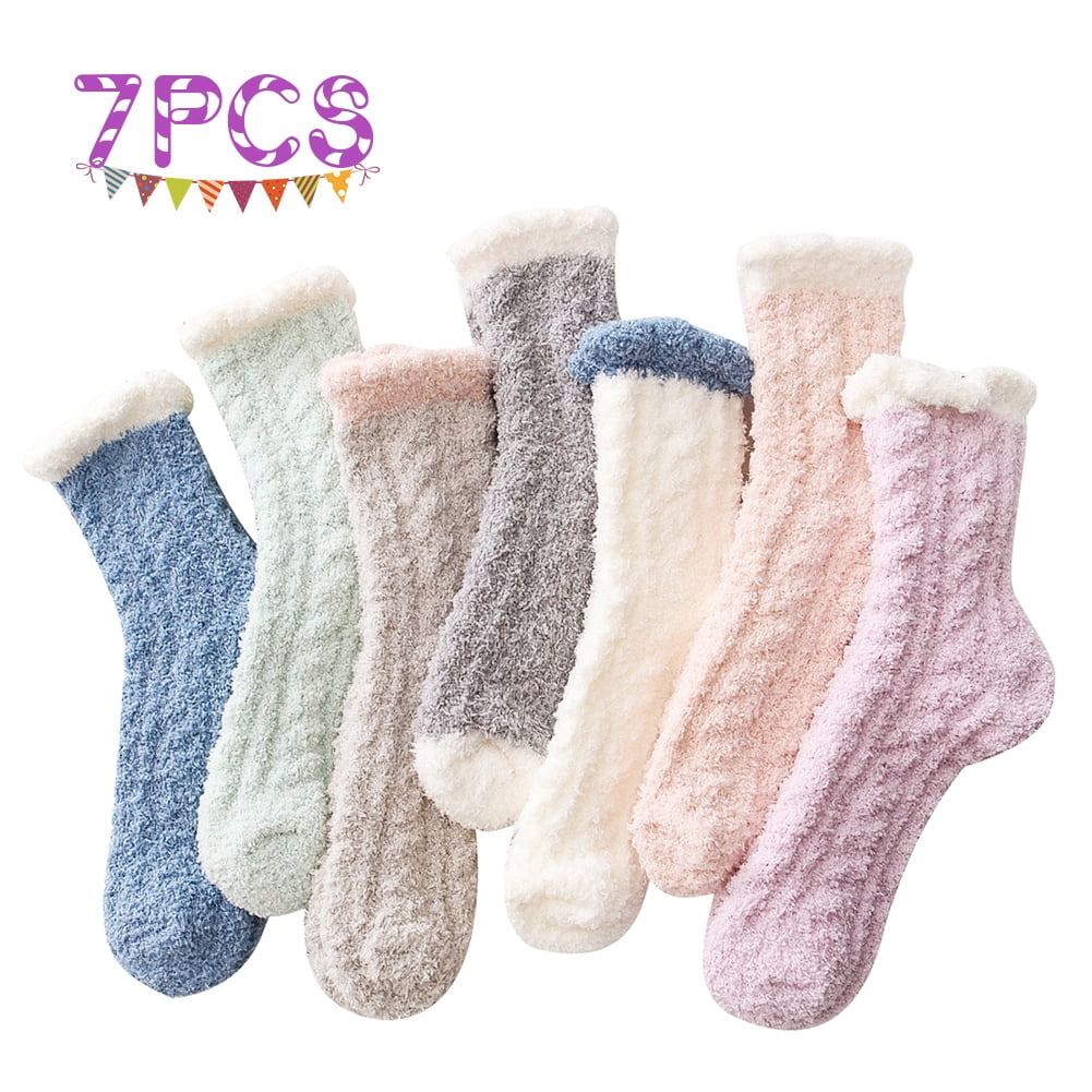 7pcs Fluffy Socks for Women,Cozy Stocking for Women Slipper Socks ...
