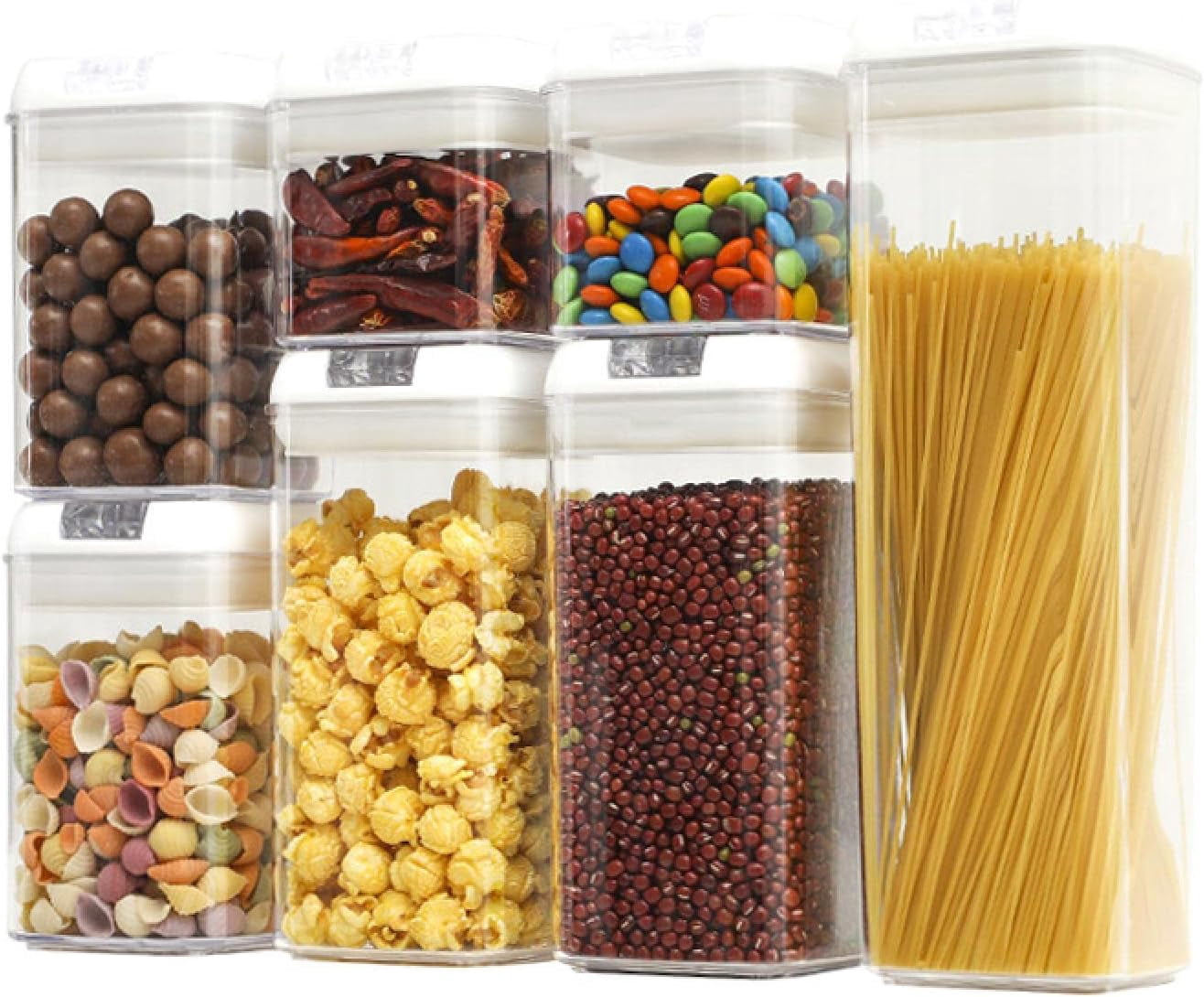 7pcs Food Storage Containers for Kitchen Organization, Airtight Plastic ...