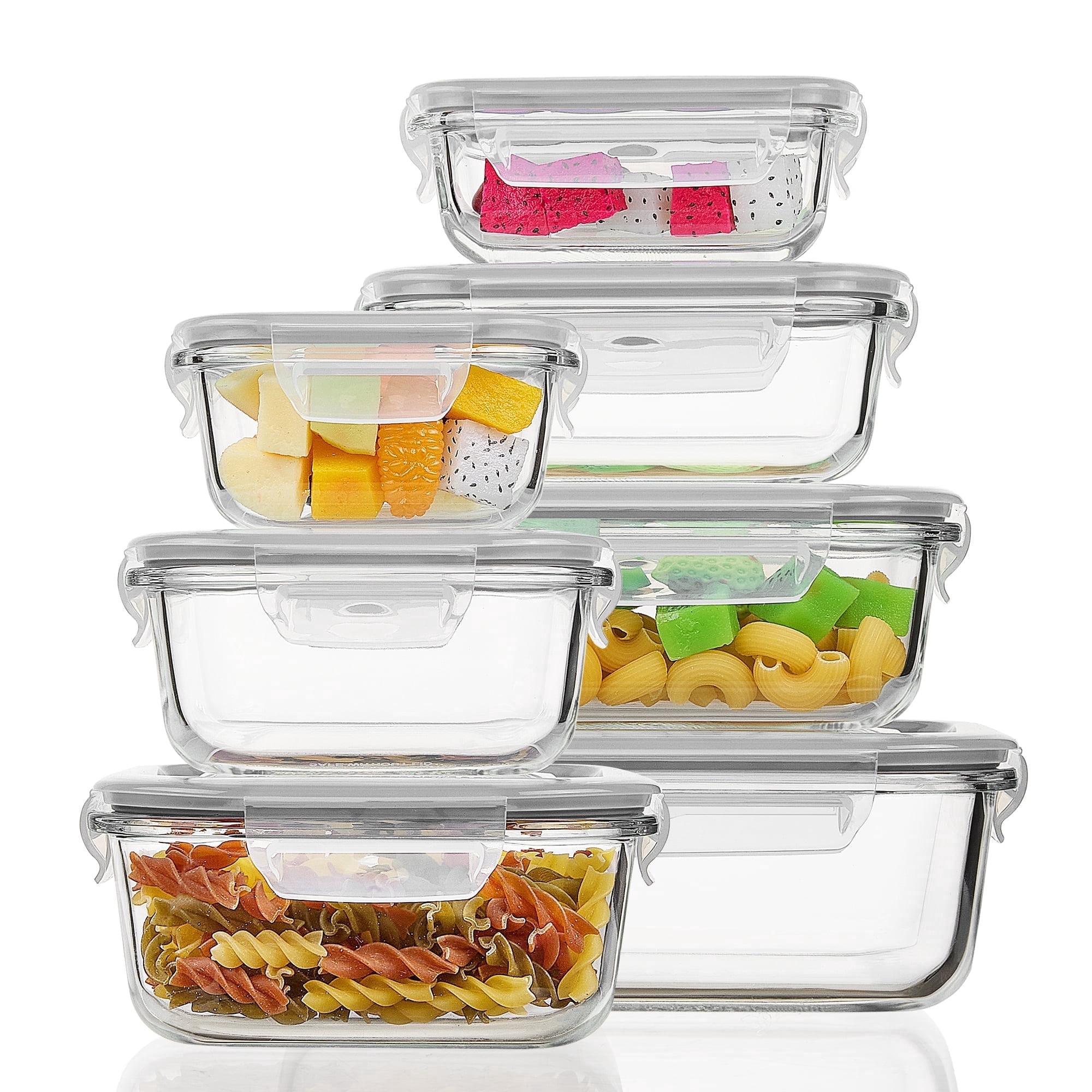 7pcs Glass Storage Container Set with Lids, Vtopmart Meal Prep ...