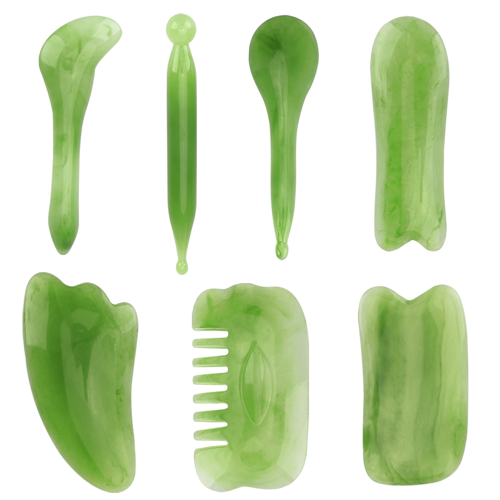 7pcs Gua Sha Massage Tools Set Eeekit Natural Resin Guasha Facial Massager Guasha Scraping Jade