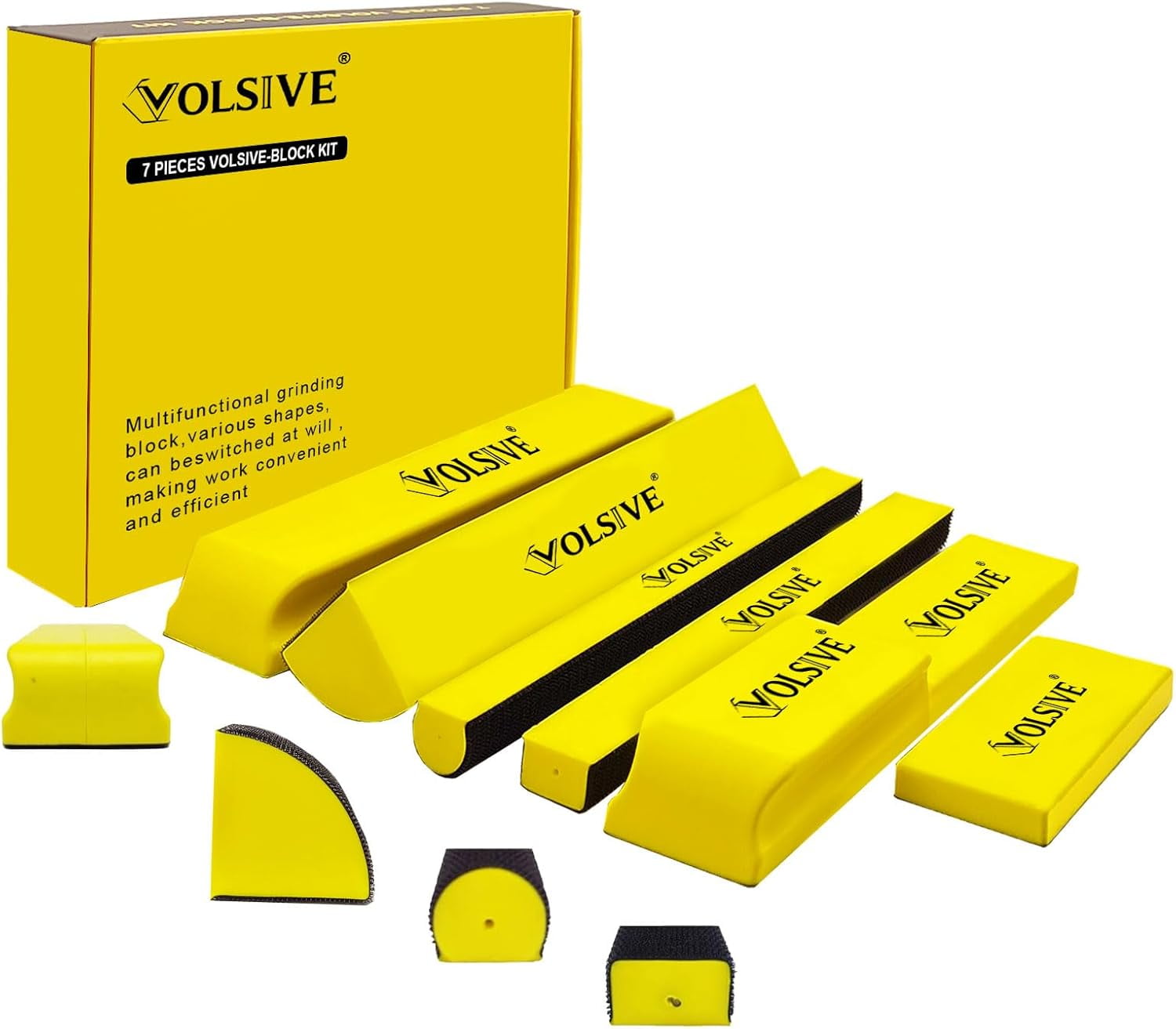 7pcs Hand Sanding Block Set, Rectangle Handheld Sanding Pad, Hook and ...