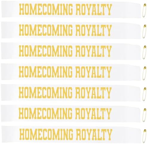 7pcs Homecoming Royalty Sashes , Glitter White Satin with Gold Glitter ...