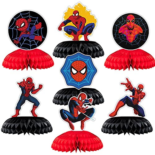 7pcs Honeycomb Centerpiece for Spiderman, Spiders Theme Birthday Party ...