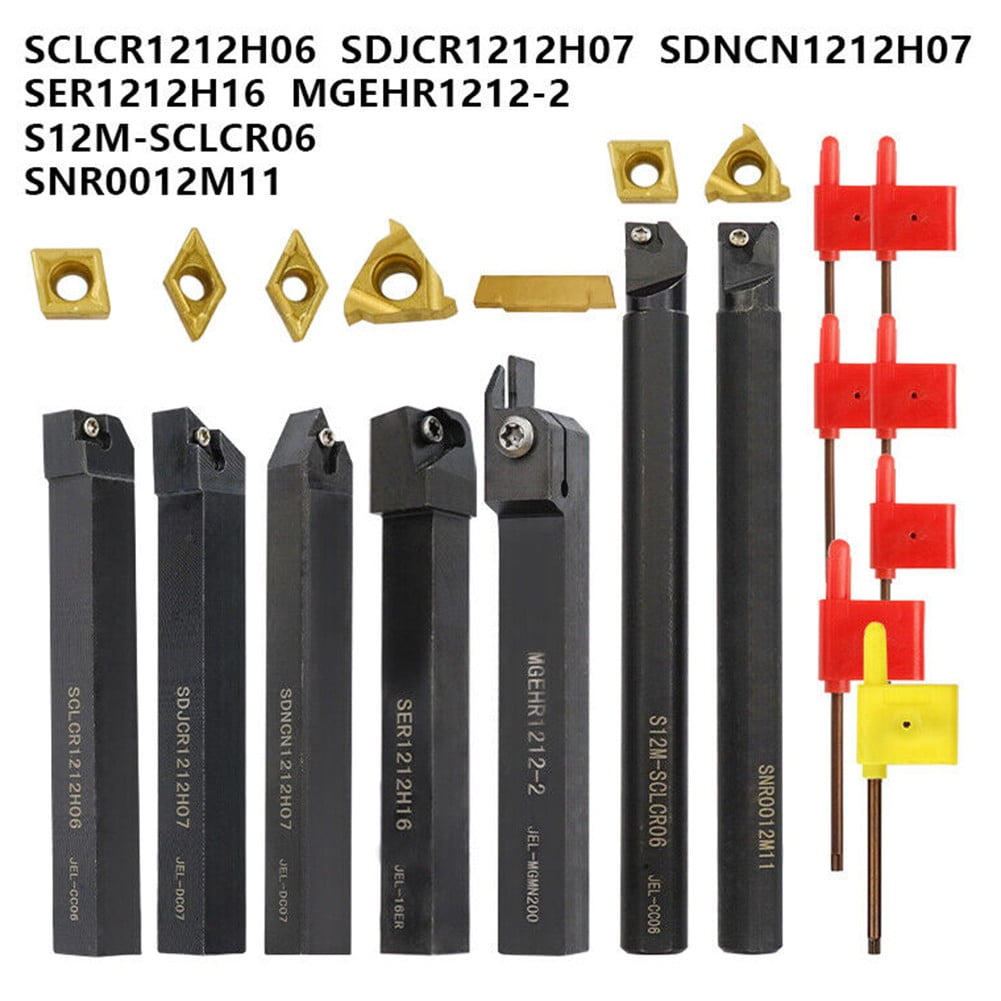 7pcs Indexable Lathe Turning Tool Holder Carbide Inserts Set Wrench ...