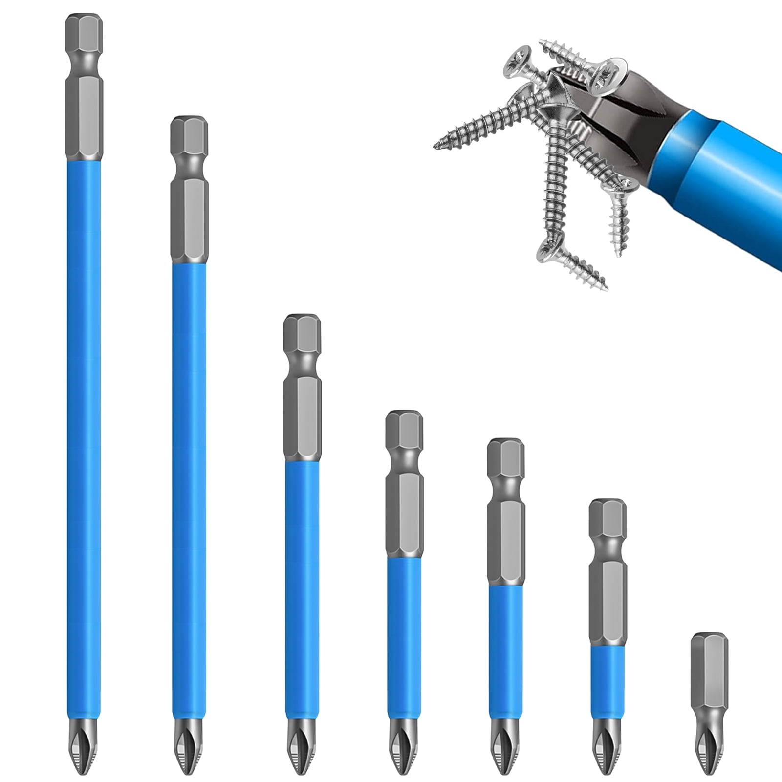 7pcs Magnetic Anti-Slip Drill Bits Set, Magnetic PH2 Screwdriver Bit Set, Cross Head Screwdriver ...