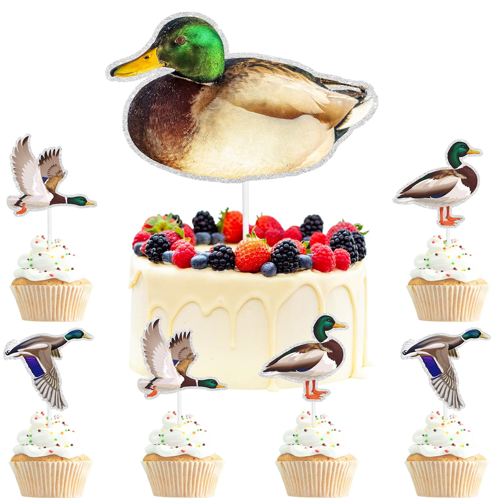 7pcs Mallard Duck Cake IFF17 Toppers Set Duck Theme Happy Birthday ...