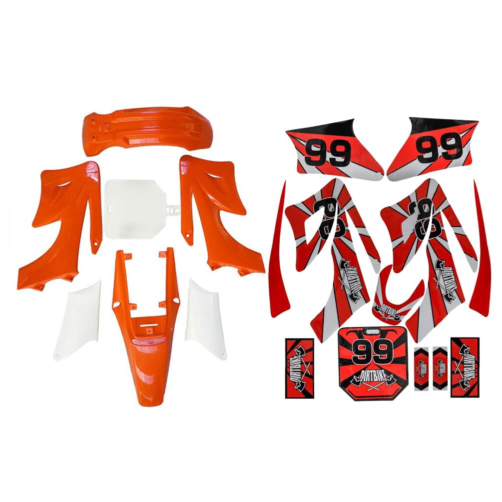 7pcs Motorcycle Plastics Fairing Fender & 12pcs Red Fender Graphics Kit ...