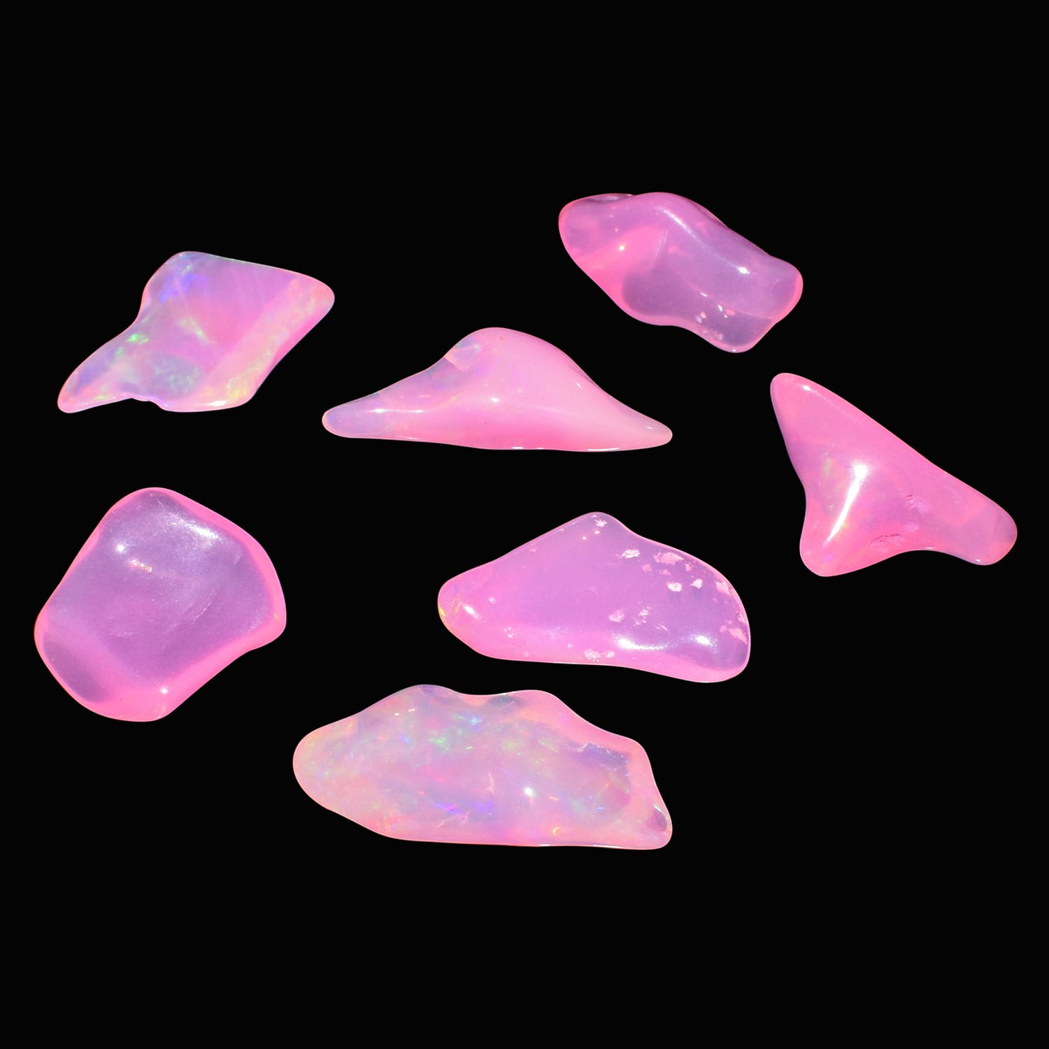 7pcs Natural Organic Pink Ethiopian Opal Crystal Gemstone, Chakra ...