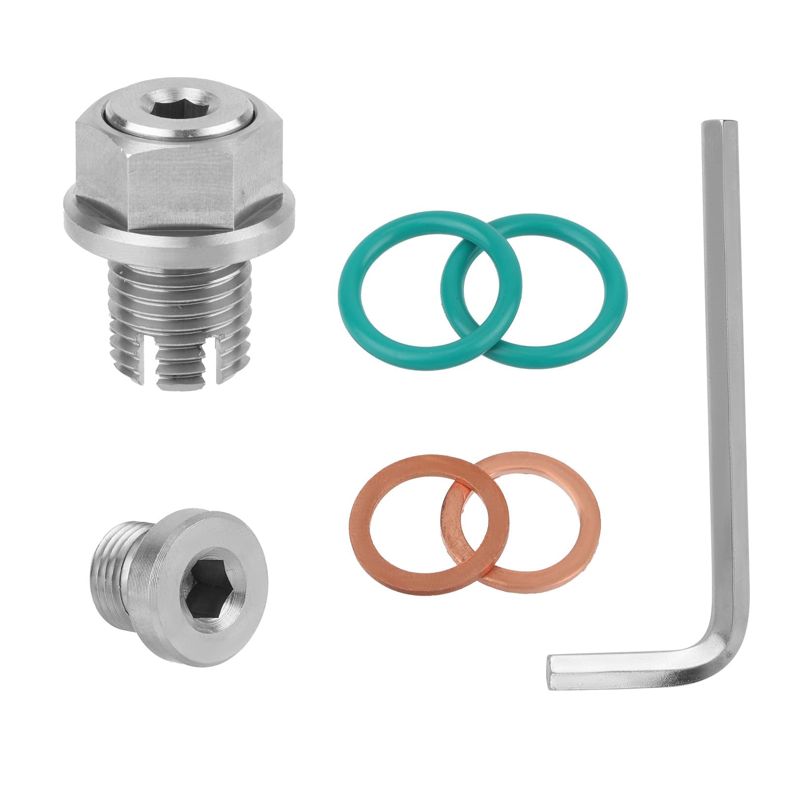 7pcs Oil Pan Drain Plug Repair Kit, M14.1-1.5 15mm Stainless Steel Oversize Piggyback Gasket Oil ...
