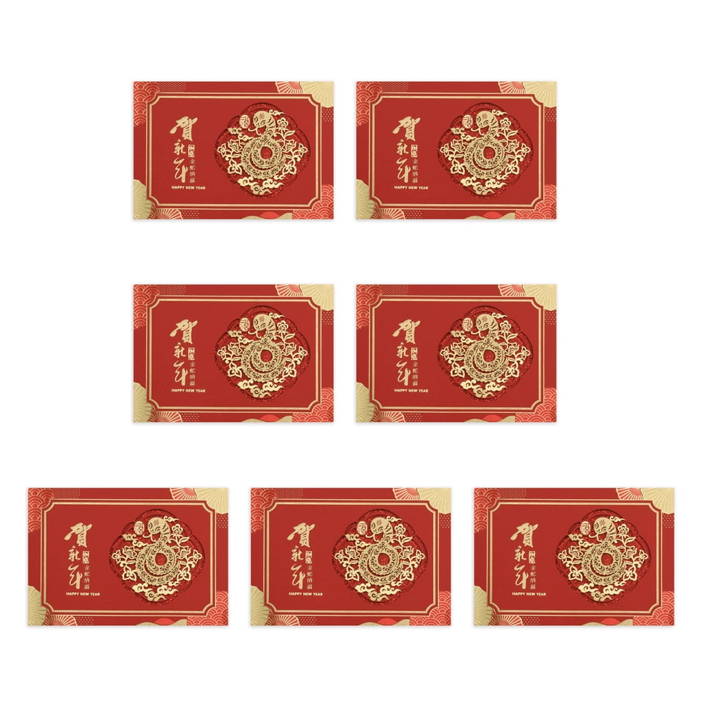 7pcs/Pack Festival 3D New Year Greeting Cards For Family Friend And ...