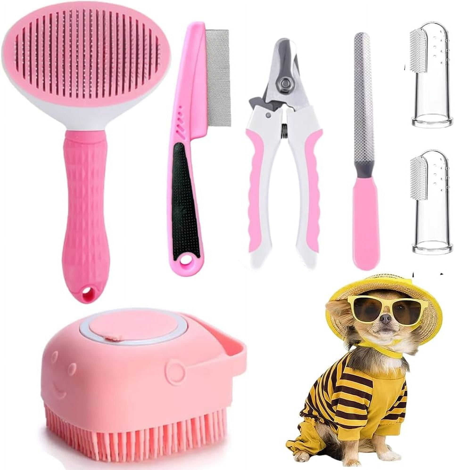 7pcs Pet Grooming Kit – Puppy Brush for Small Dogs and Cats, Self ...