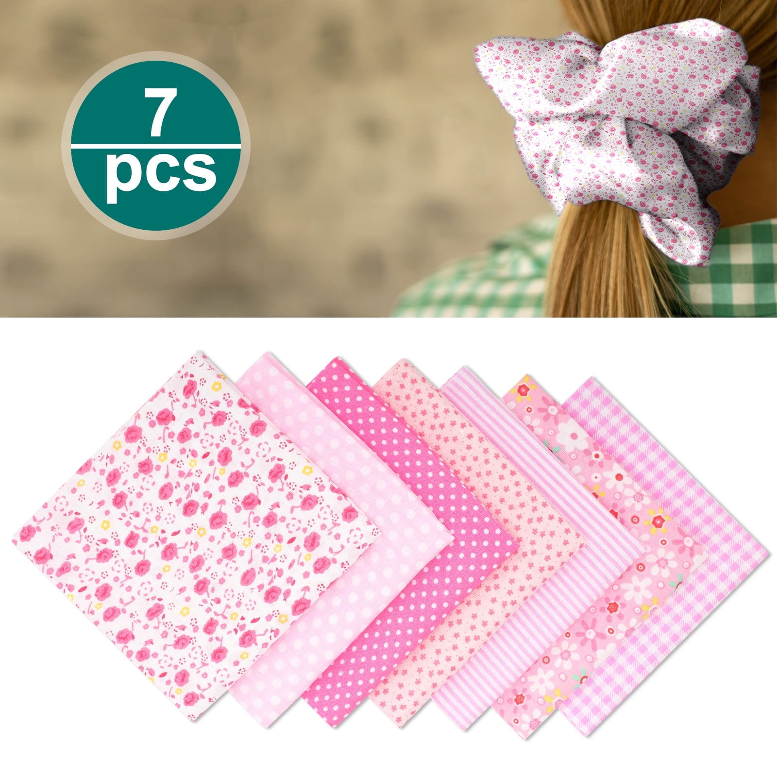 7pcs Pre-cut Floral Cotton Fabric Squares, EEEkit 20 x 20'' DIY Sewing ...
