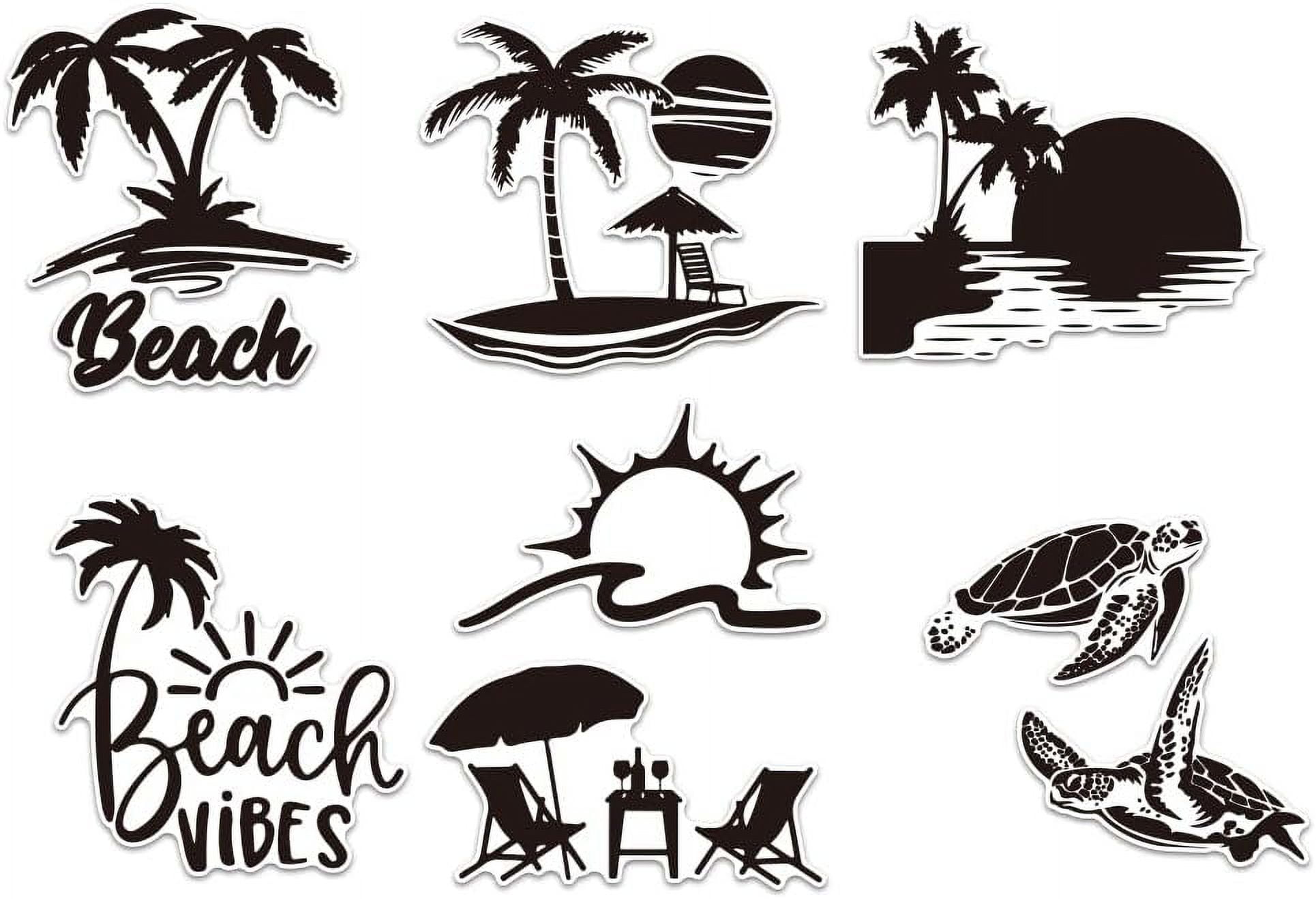 7pcs Reflective Car Sticker Ocean Beach Car Accessories Summer Theme ...