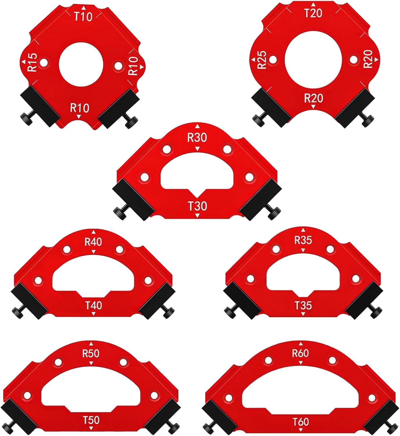 7pcs Router Corner Radius Template Router Radius Jig, Aluminum Alloy 3 ...