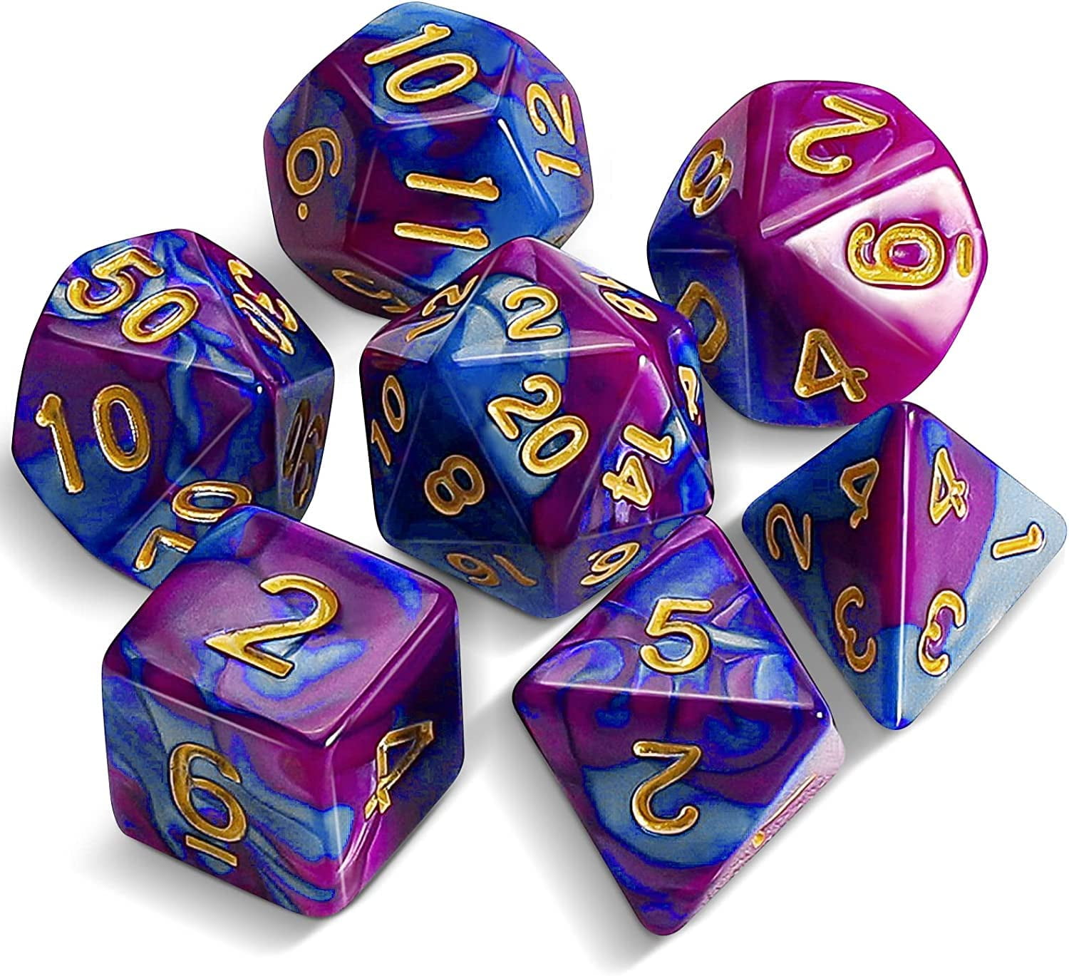 7pcs/Set D4 D6 D8 STF9 D10 D12 D20 Dichromatic Polyhedral Dices for ...