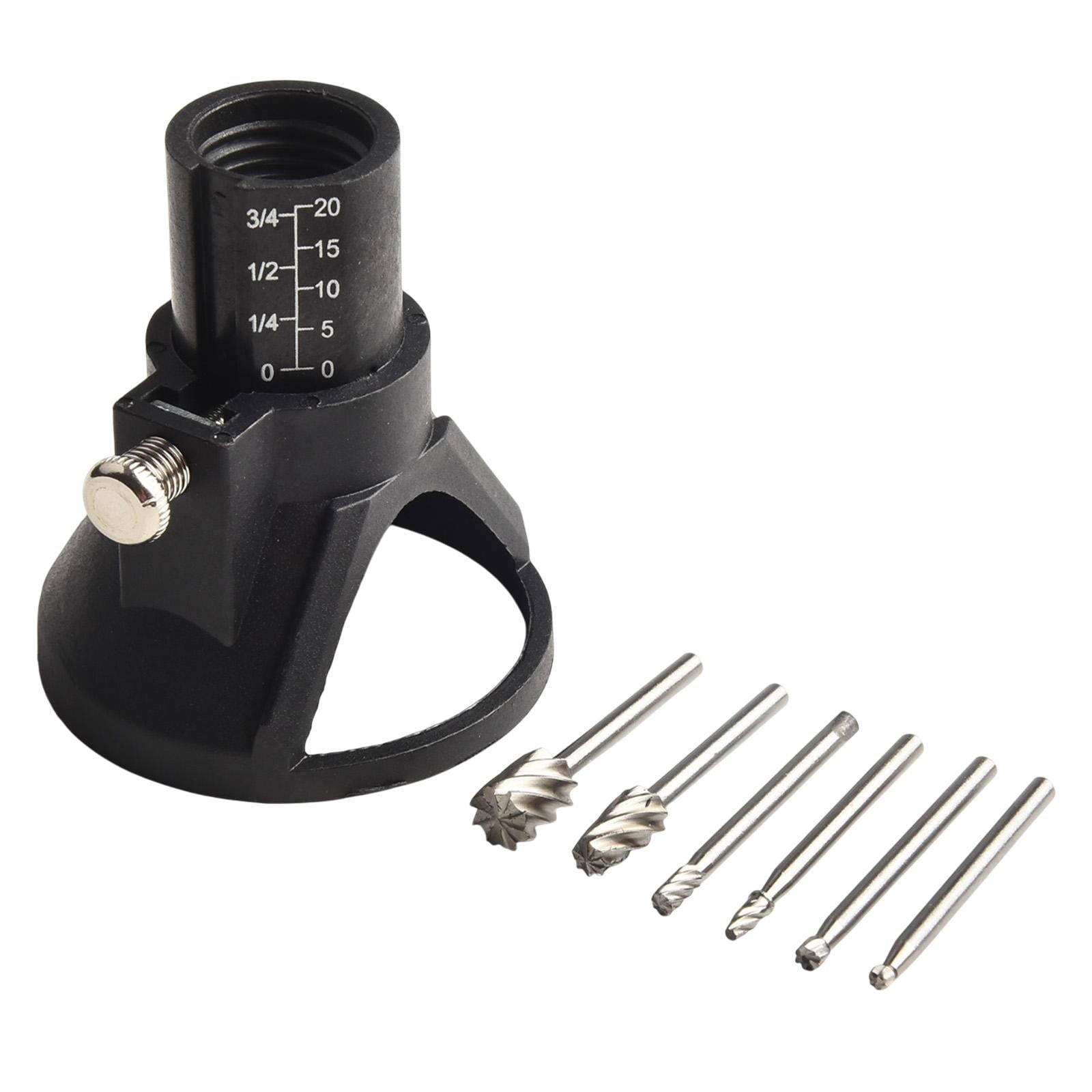 7pcs/Set Rotary Router Milling Cutter Guide Attachment Wood Carving Tool Kit Dedicated Locator ...