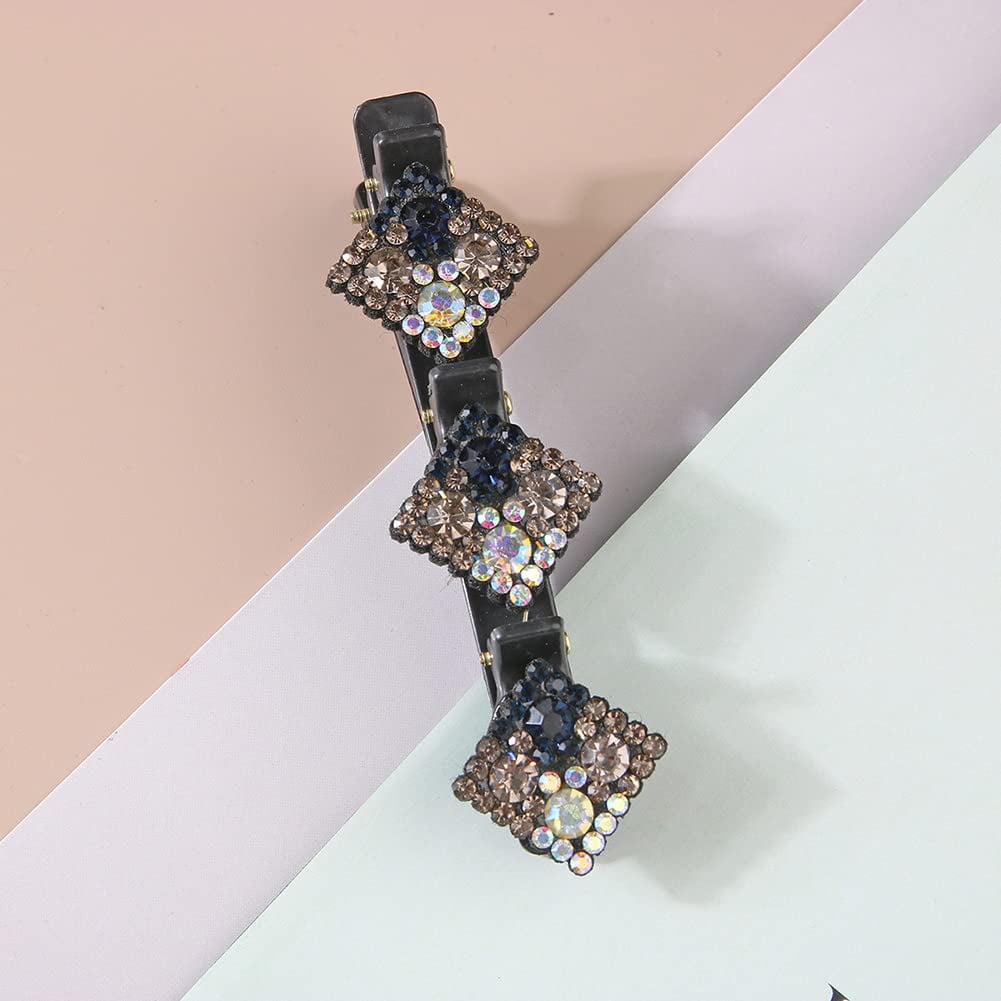 7pcs Sparkling Crystal Square Hair Clips for Women, Braided Hair Clip ...