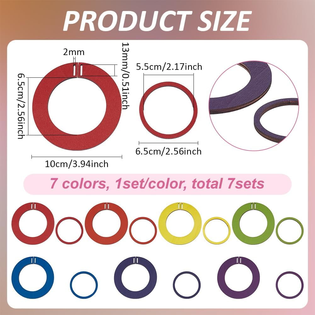 7pcs Wood Embroidery Hoop Frame 7 Colors Round Embroidery Hoops Display ...