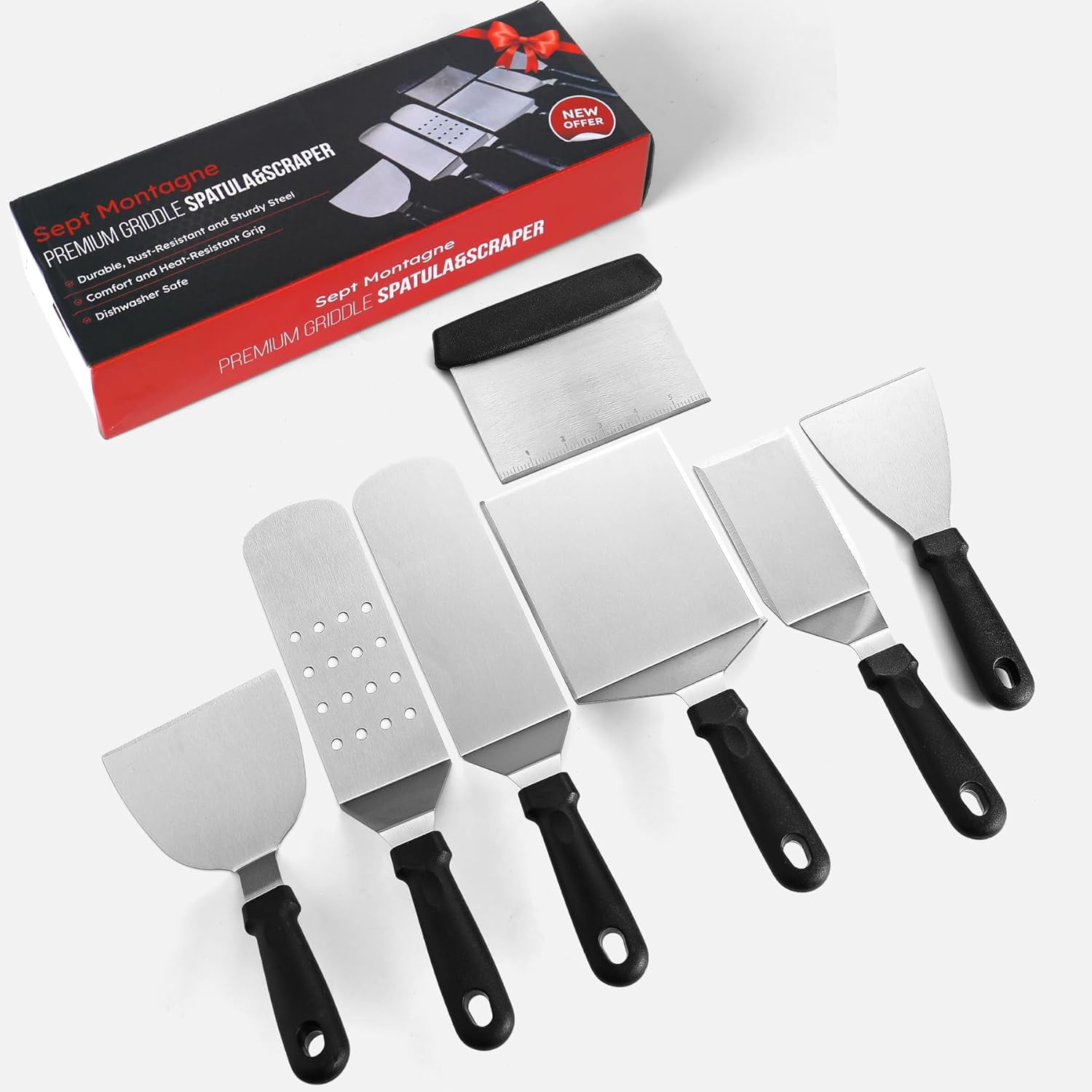 7pcs griddle spatula set for blackstone, flat top grill spatula for ...