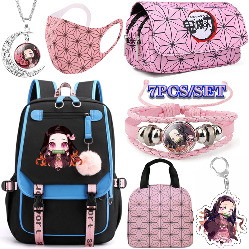 7pcs/set Anime demon slayer Nezuko Backpack, latpop bag - Walmart.com