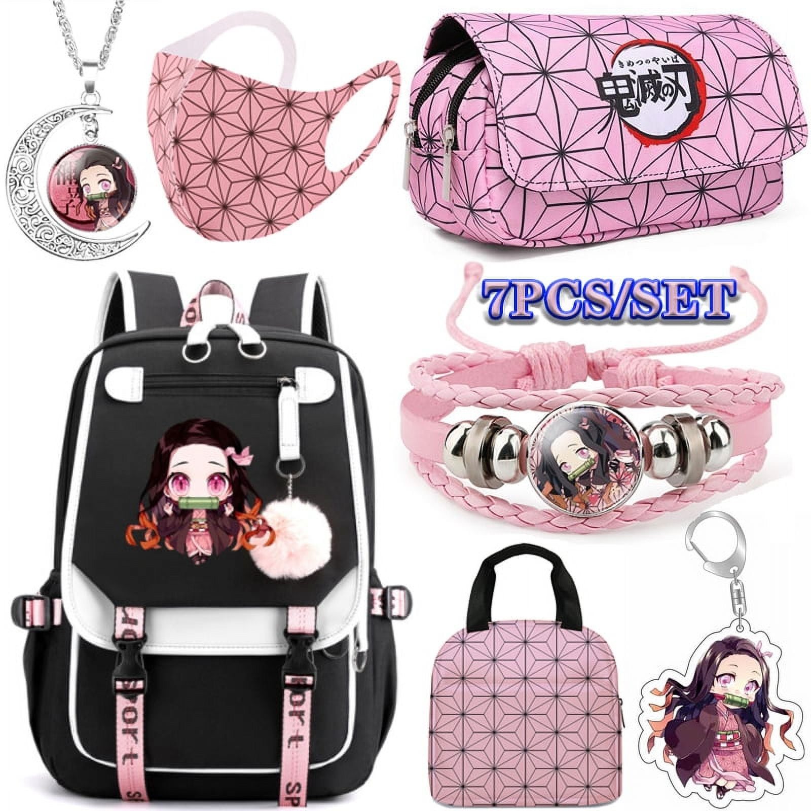 7pcs/set Anime demon slayer Nezuko Backpack, latpop bag - Walmart.com