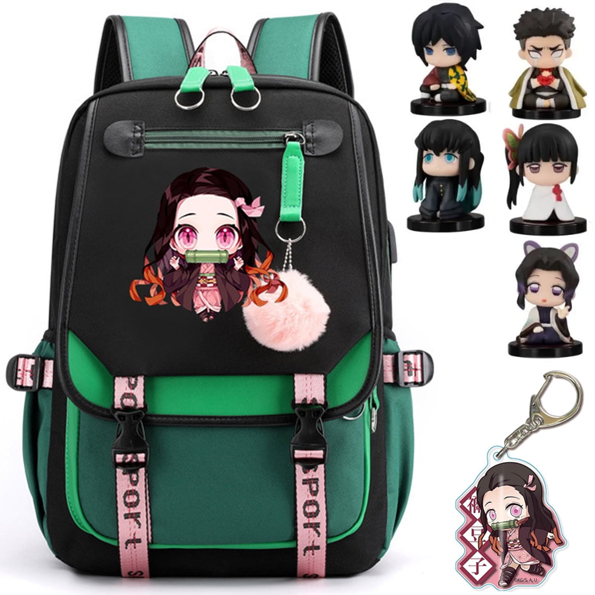 7pcs/set Demon Slayer Nezuko Bookbags School Backpack - Walmart.com