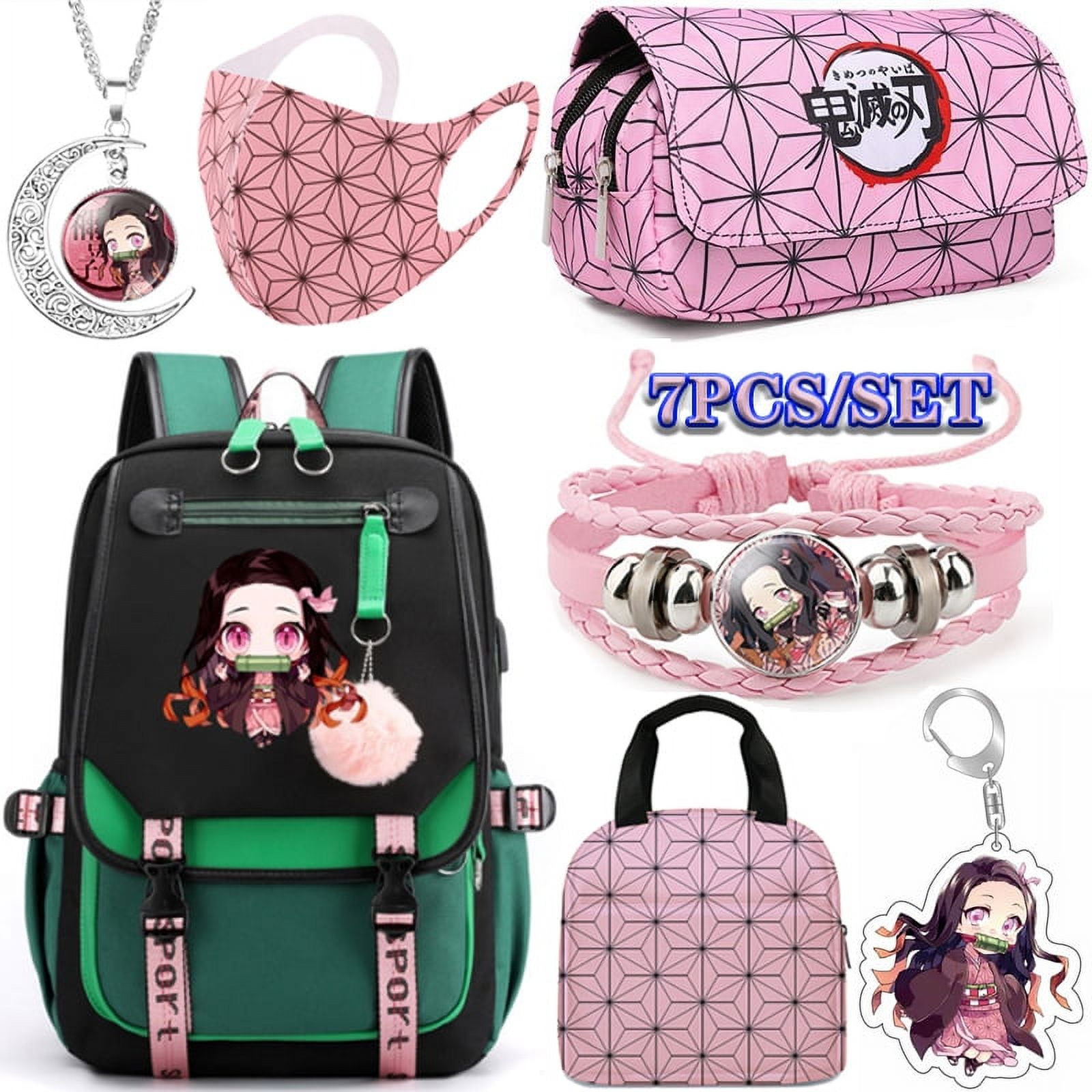 7pcs/set Demon Slayer Nezuko Students Backpack + pencase - Walmart.com