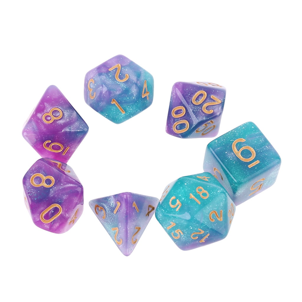 7pcs/set Dichromatic D4 D6 D8 D10 D12 D20 Polyhedral Dices Numbers ...