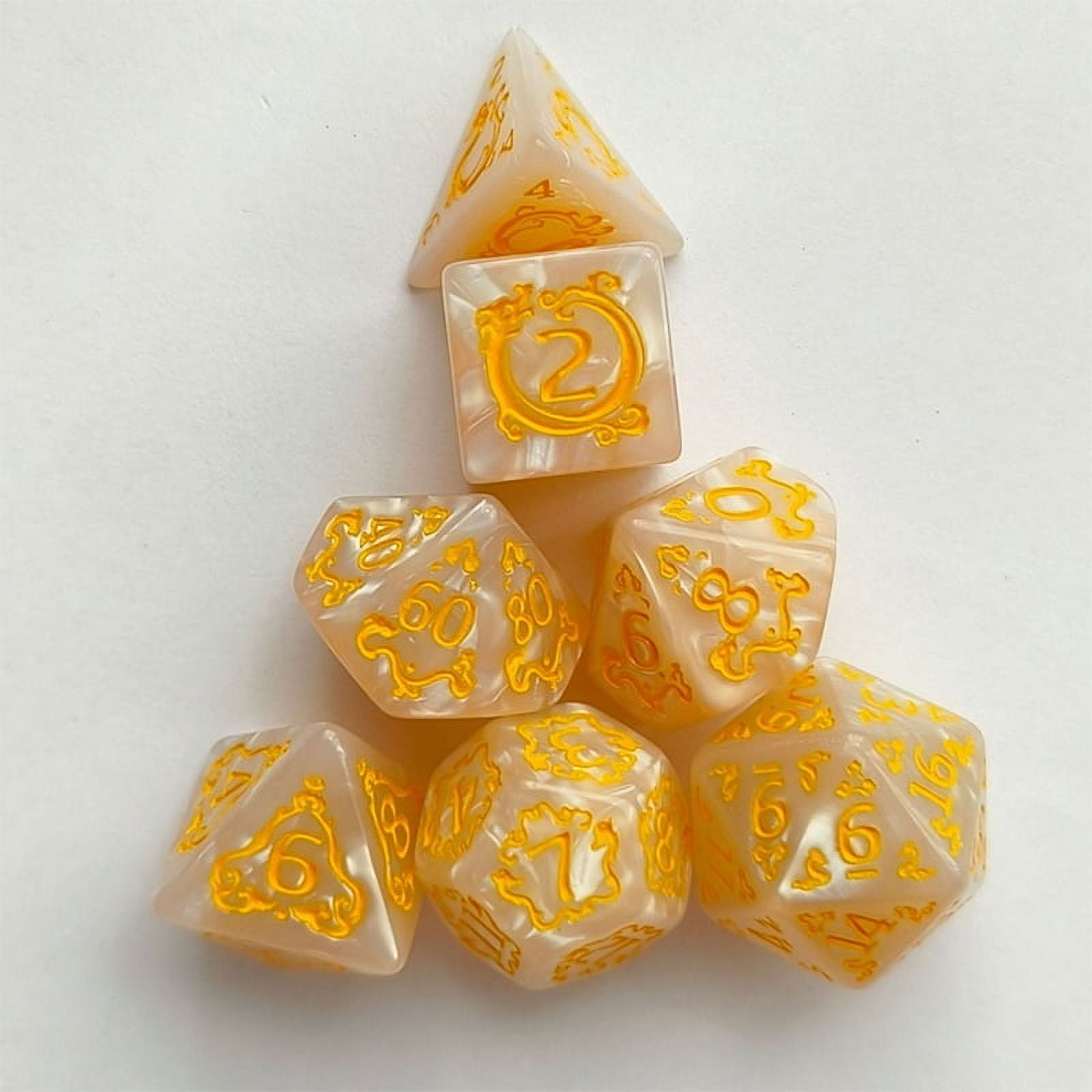 7pcs/set Hollowed Out Pattern Digital Dice Set for TRPG RPG COC Cthulhu ...