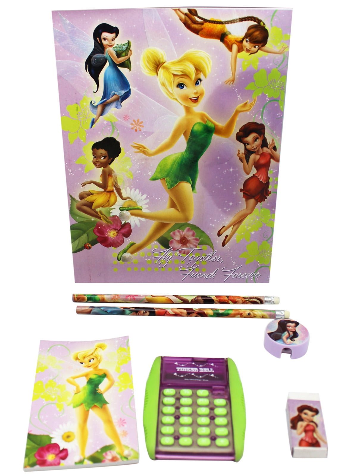 7pk Disney Fairies Tinkerbell Notepad Calculator Stationery Set ...