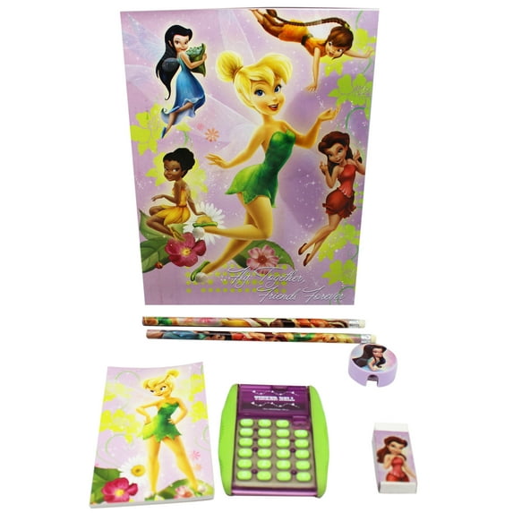 7pk Disney Fairies Tinkerbell Notepad Calculator Stationery Set ...