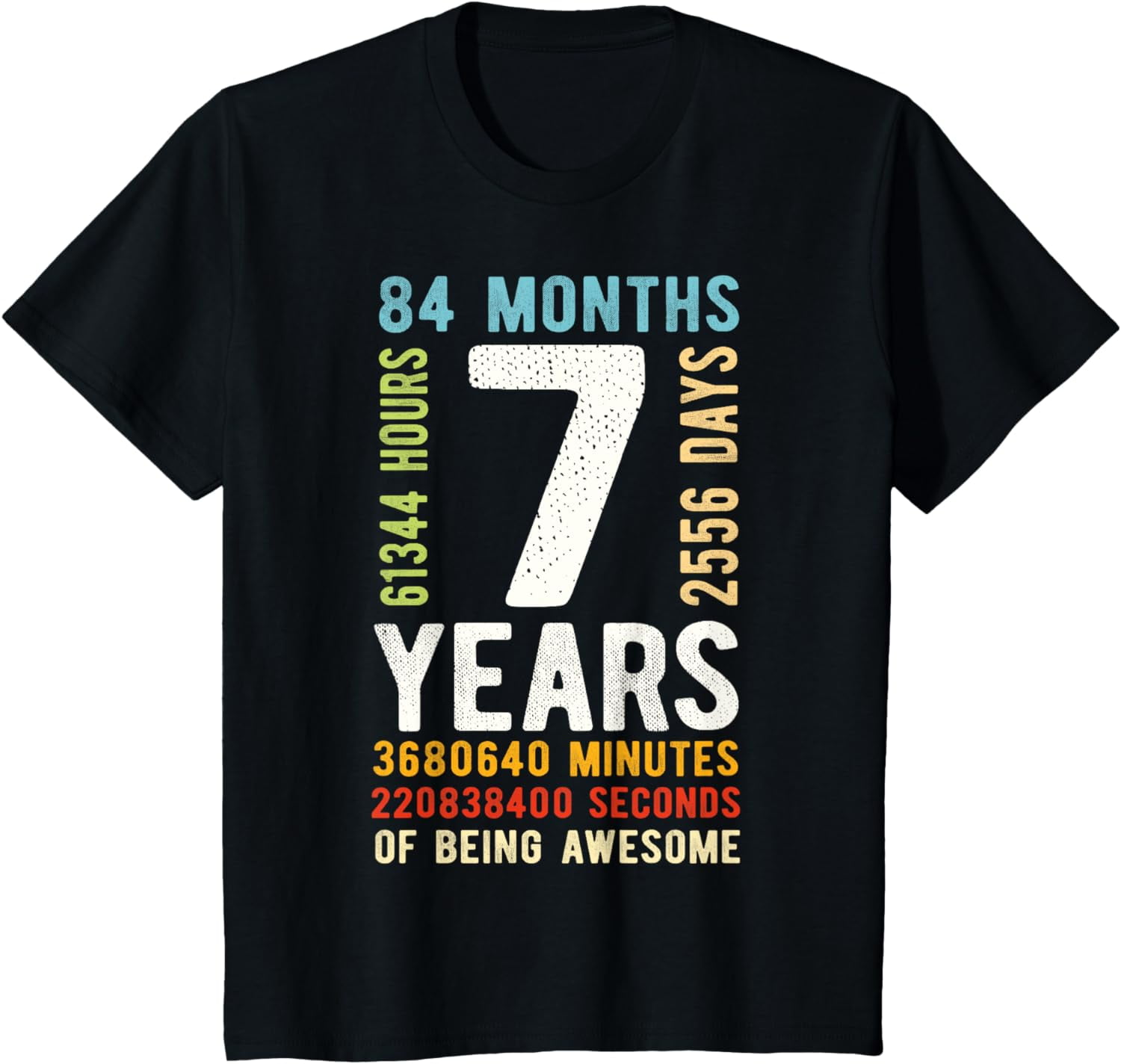 7th Birthday 7 Years Old Vintage Retro 84 Months T-Shirt mens t shirt ...