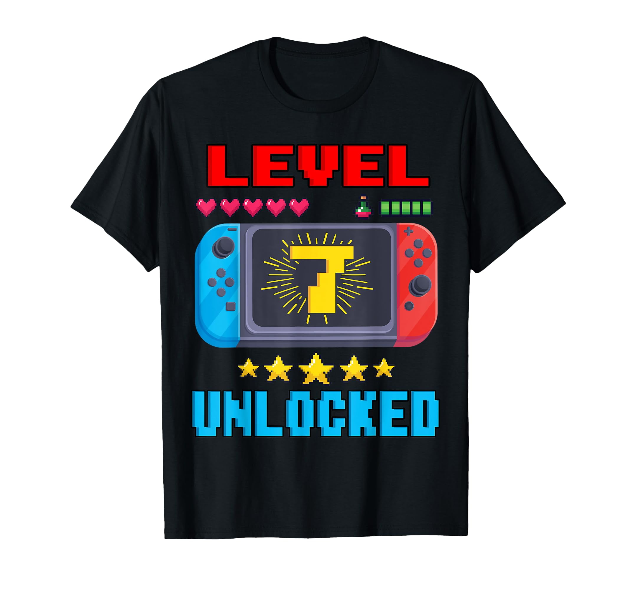 7th Birthday Boy Level 7 Unlocked Video Gamer Birthday T-Shirt ...