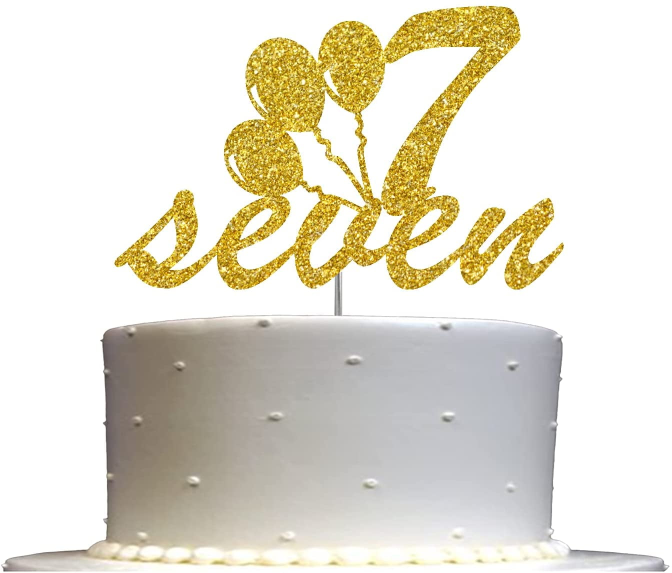 7th Birthday Cake Topper Gold Glitter, Number Seven Children Birthday ...