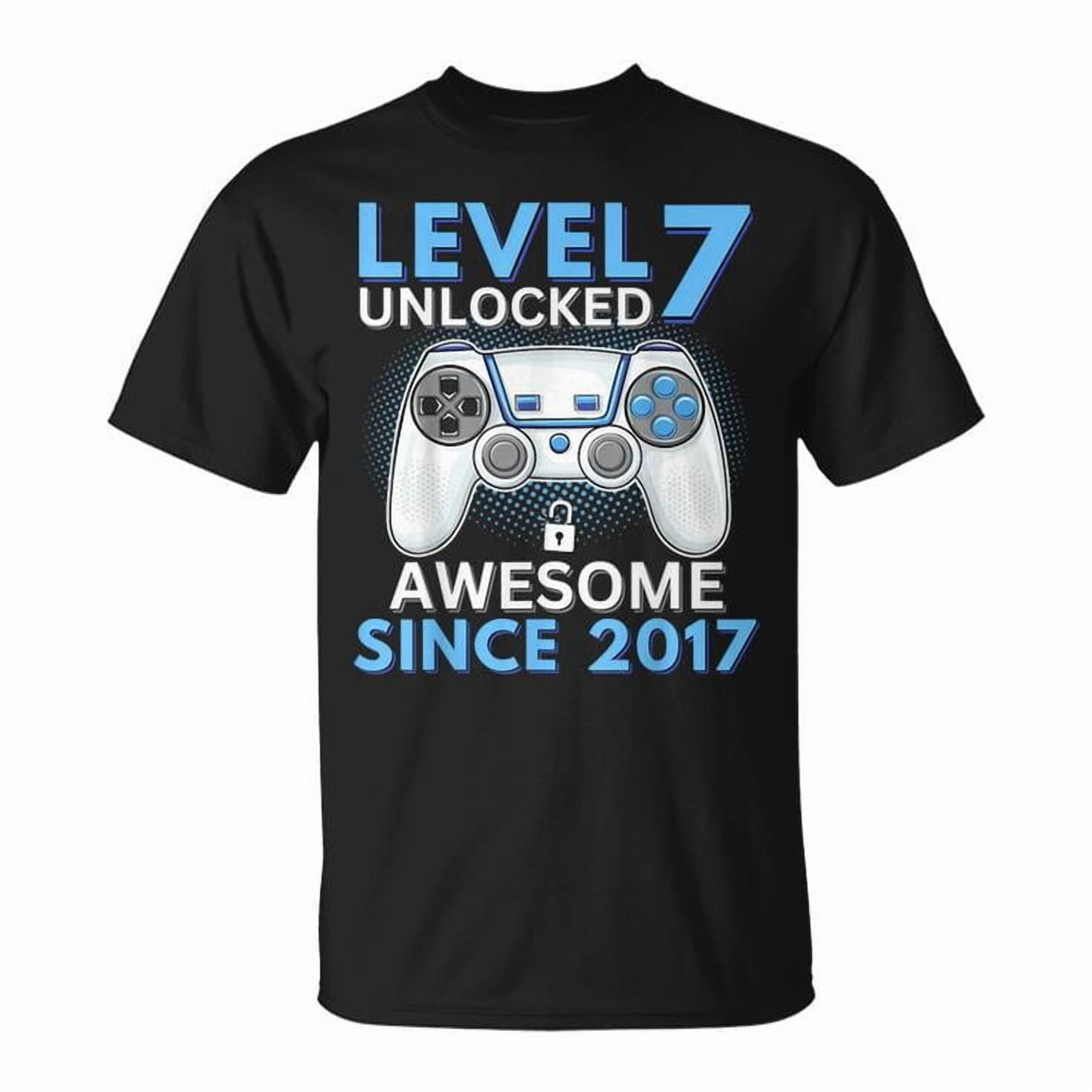 7th Birthday Gamer Level 7 Unlocked Graphic Tee Boys Youth Cotton Shirt ...