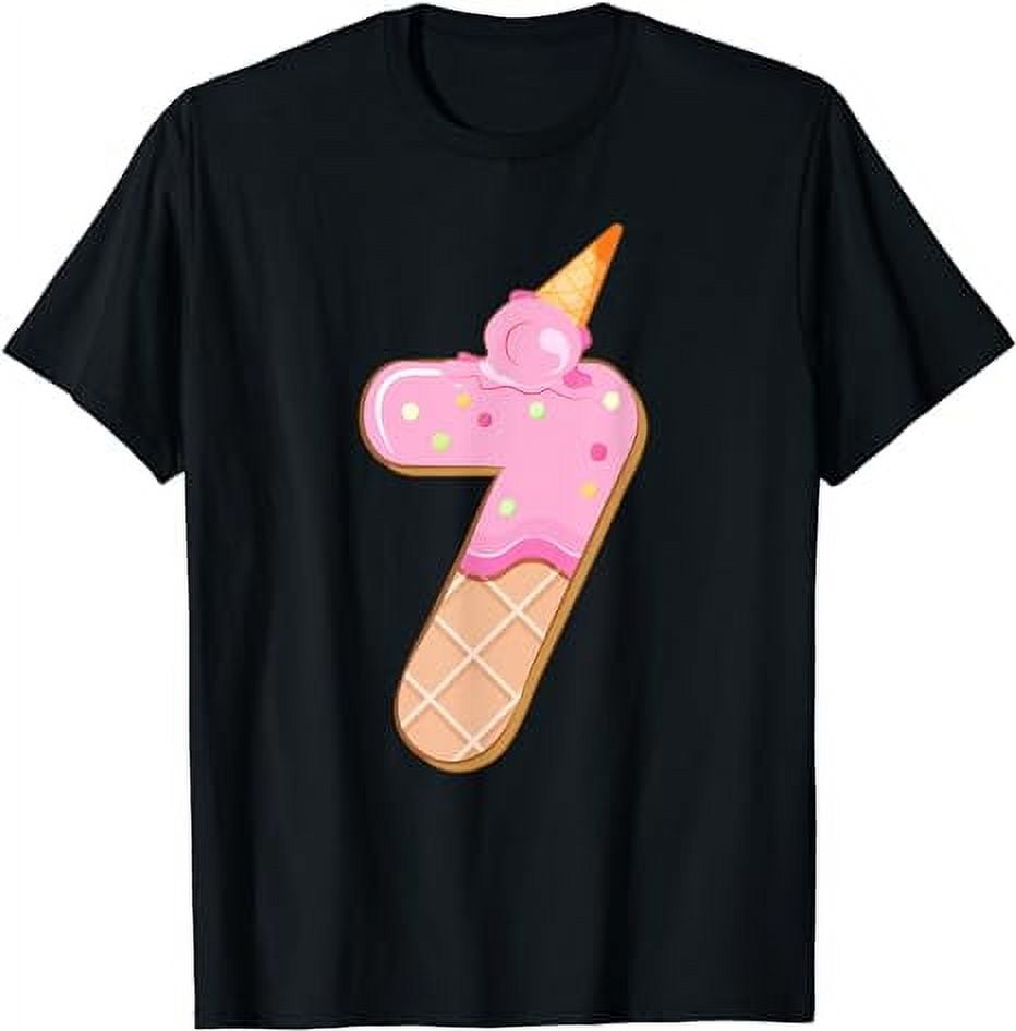 7th Birthday, Girl 7 years, Ice Cream, Number 7 T-Shirt - Walmart.com