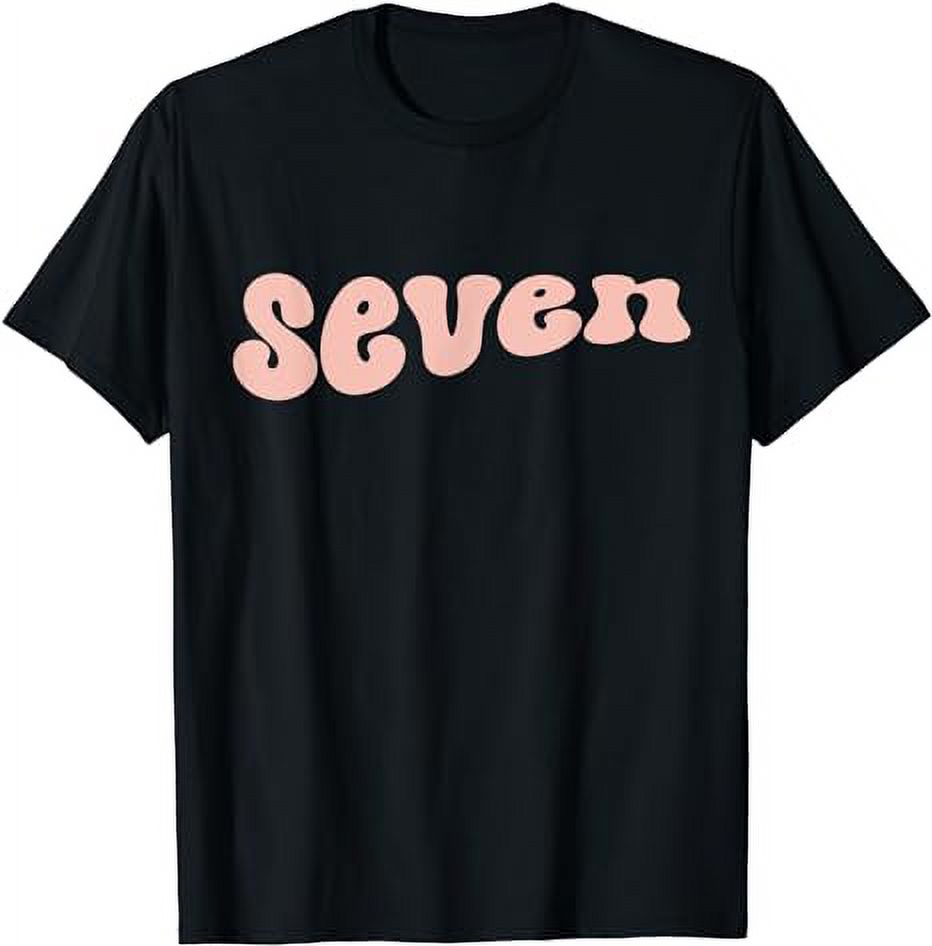 7th Birthday Girls Boho Retro Vintage Wavy Blush Mauve Seven T-Shirt ...