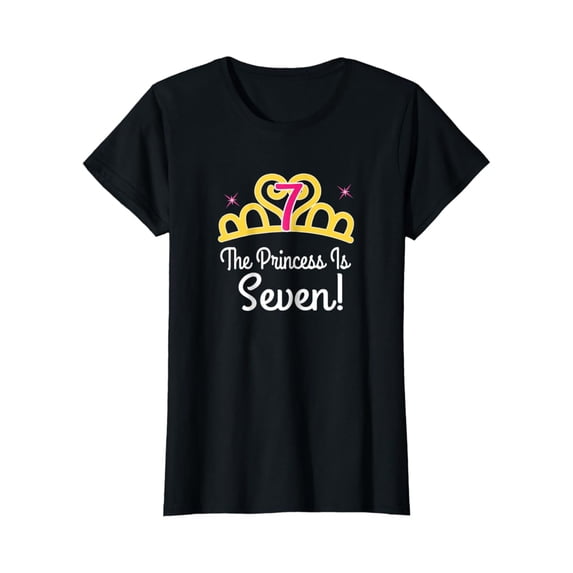 7th Birthday Shirt Girls Princess 7 Year Old Party Tee Vintage Tee ...