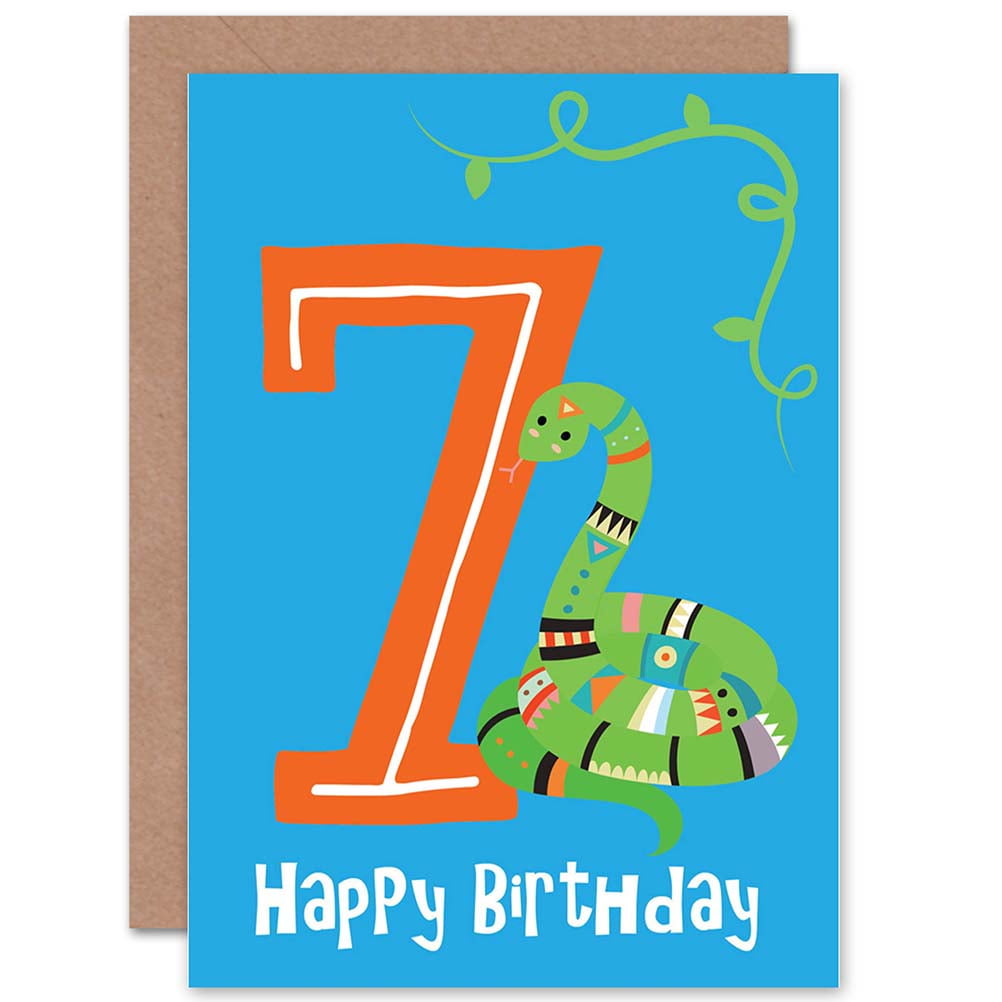 7th Birthday Snake Greetings Card Plus Envelope Blank inside - Walmart.com