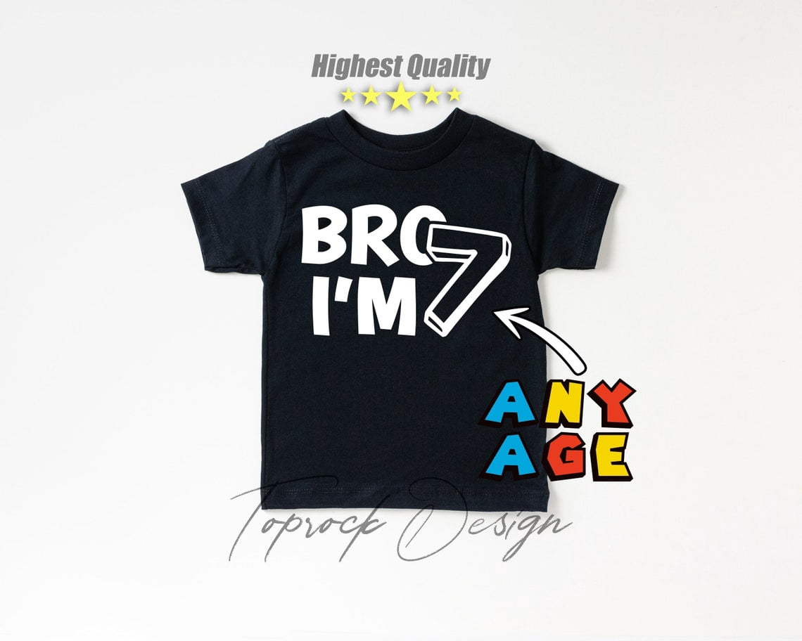 7th Birthday Tee, Bro I'm 7 Shirt, Seventh Birthday Boy Tshirt Idea, 7 ...