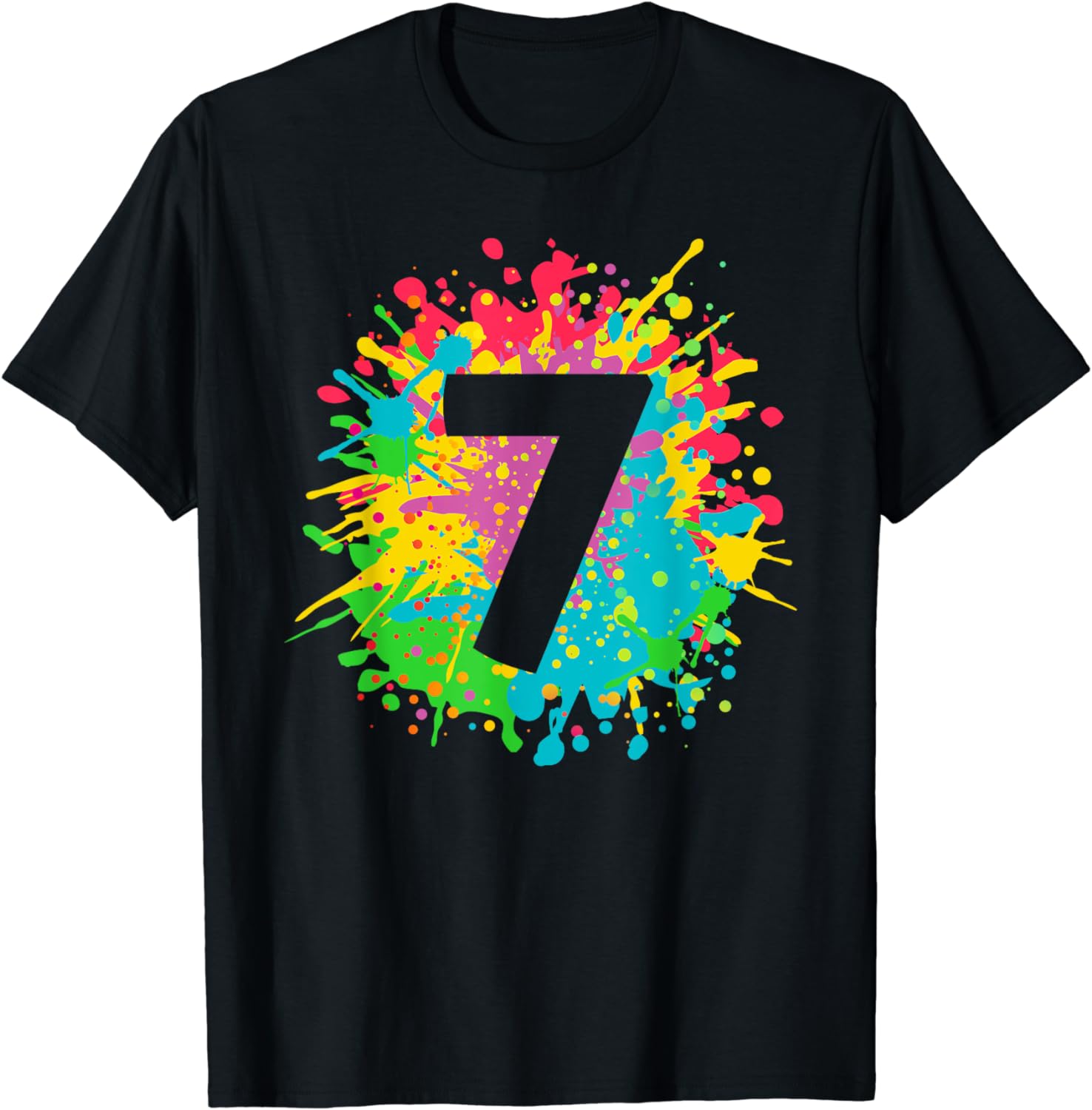 7th Birthday paint splashes T-shirt for kids, girls, boys. - Walmart.com