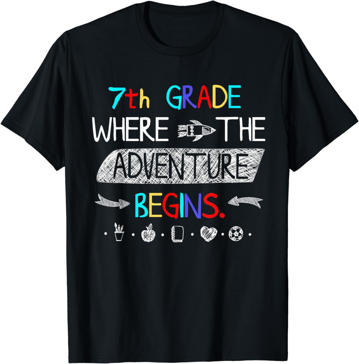 7th Grade Where The Adventure Begins Seventh Grade Teacher T-Shirt ...